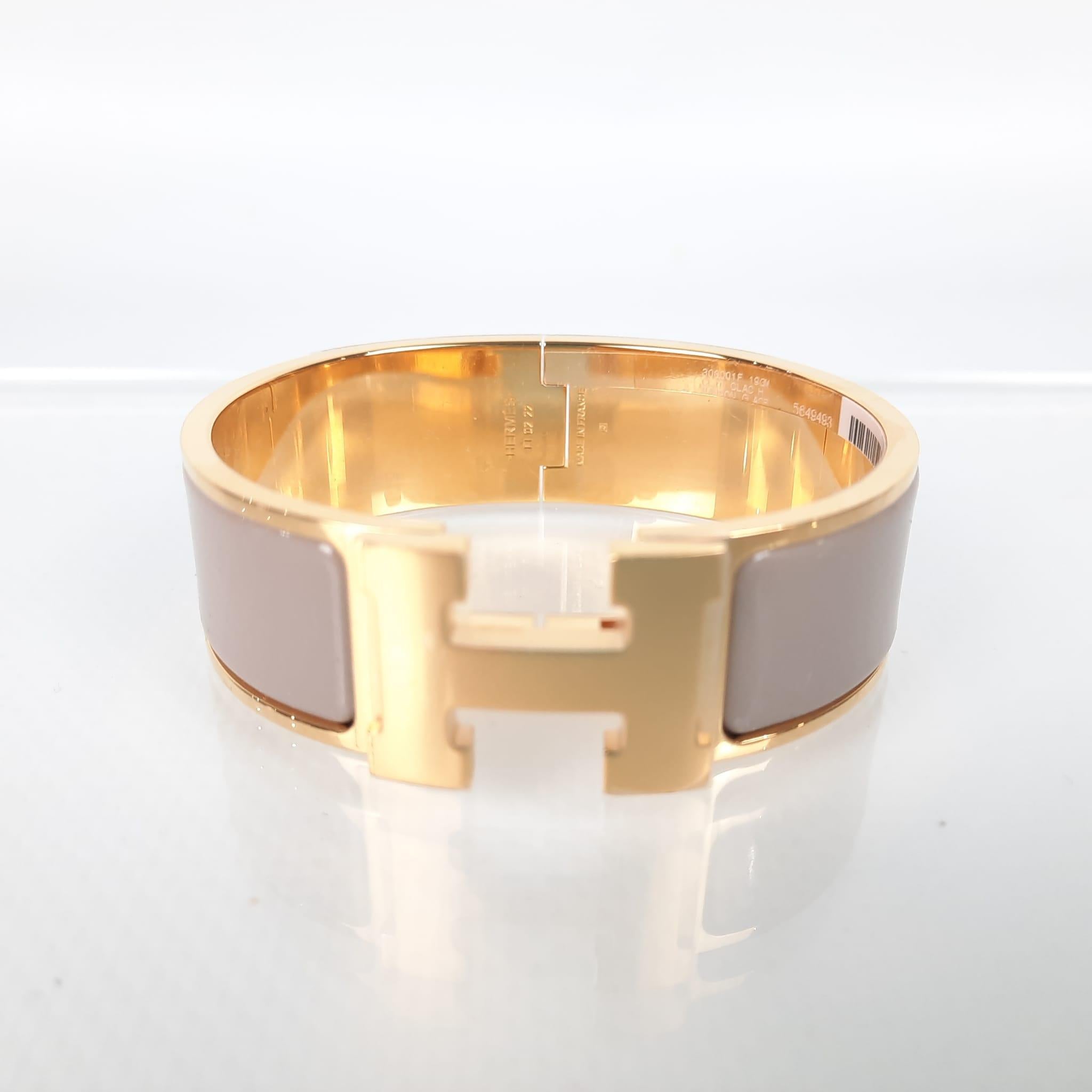 Hermes Marron Glacé Clic Clac H bracelet Size GM For Sale at 1stDibs