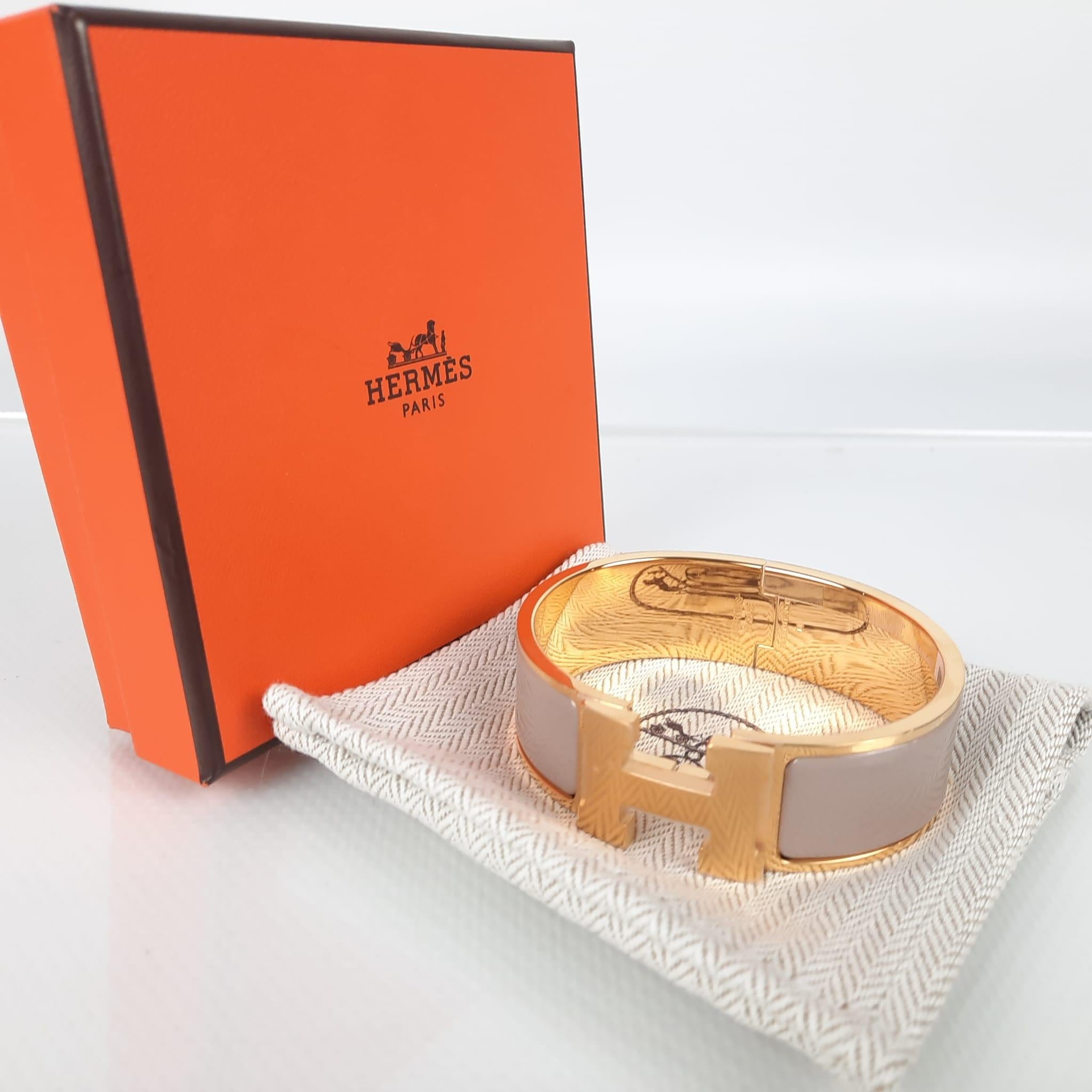 Hermes Marron Glacé Clic Clac H bracelet Size GM For Sale at 1stDibs