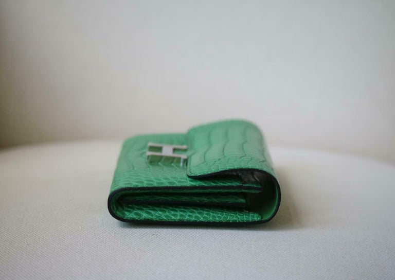 Hermès Matte Croc Constance Long Wallet with Palladium H/W at 1stDibs