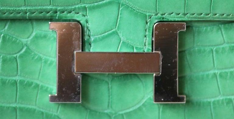 Hermès Matte Croc Constance Long Wallet with Palladium H/W at 1stDibs