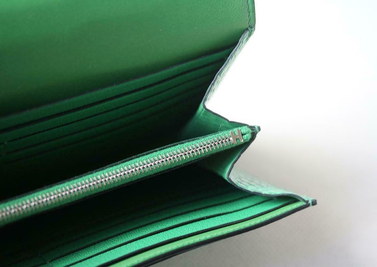 Hermès Matte Croc Constance Long Wallet with Palladium H/W at 1stDibs
