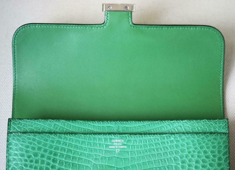 Hermès Matte Croc Constance Long Wallet with Palladium H/W at 1stDibs