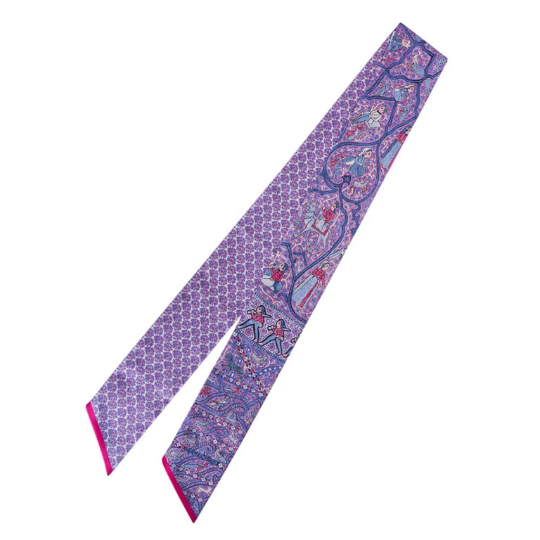 Hermès Maxi - Twilly Slim Lalbhai Jean Bleu / Parme / Rose Nouveau avec ...