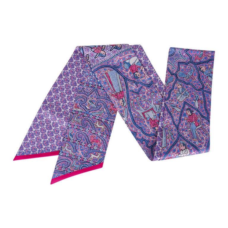 Hermès Maxi - Twilly Slim Lalbhai Jean Bleu / Parme / Rose Nouveau avec ...