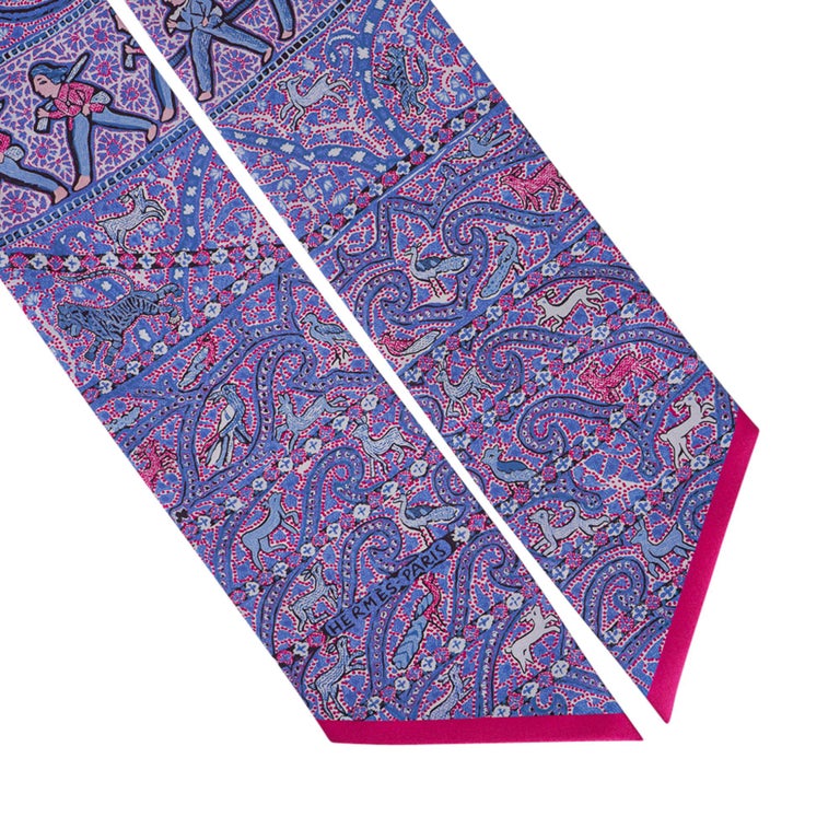 Hermès Maxi - Twilly Slim Lalbhai Jean Bleu / Parme / Rose Nouveau avec ...