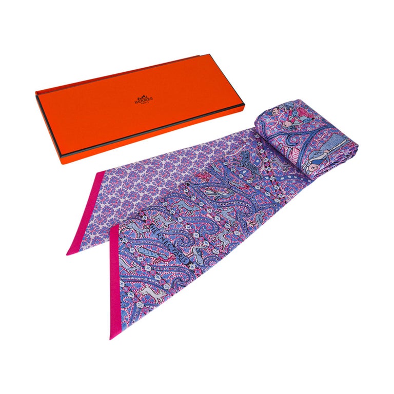 Hermès Maxi - Twilly Slim Lalbhai Jean Bleu / Parme / Rose Nouveau avec ...