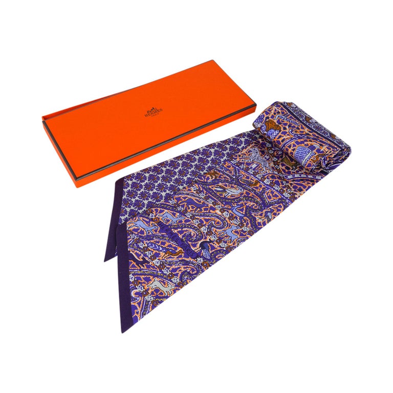 Hermès Maxi - Twilly Slim Lalbhai Marine / Ciel / Abricot Nouveau avec ...