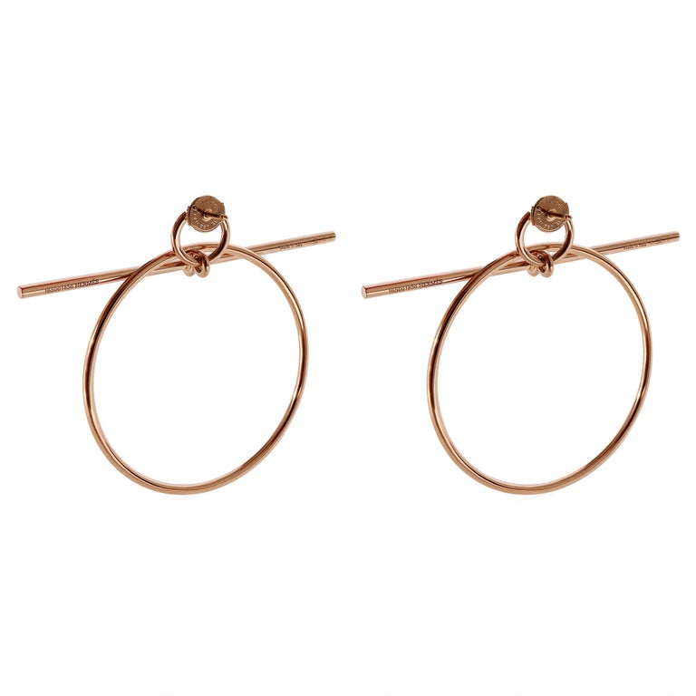 Hermes Medium Loop Earrings in 18k Yellow Gold For Sale at 1stDibs