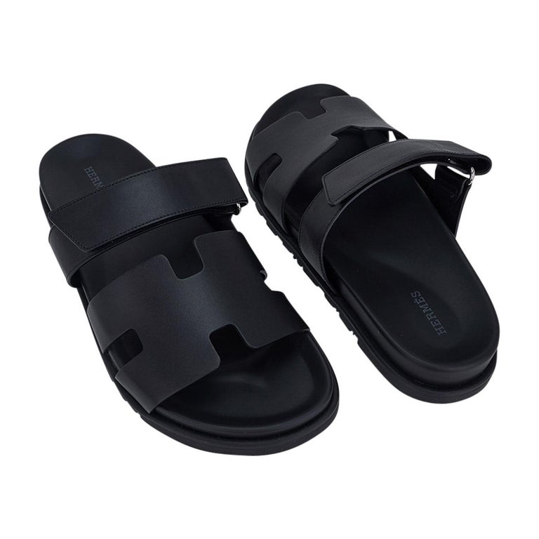 Hermes Men's Chypre Black Calfskin Leather Sandal 43 / 10 For Sale at ...