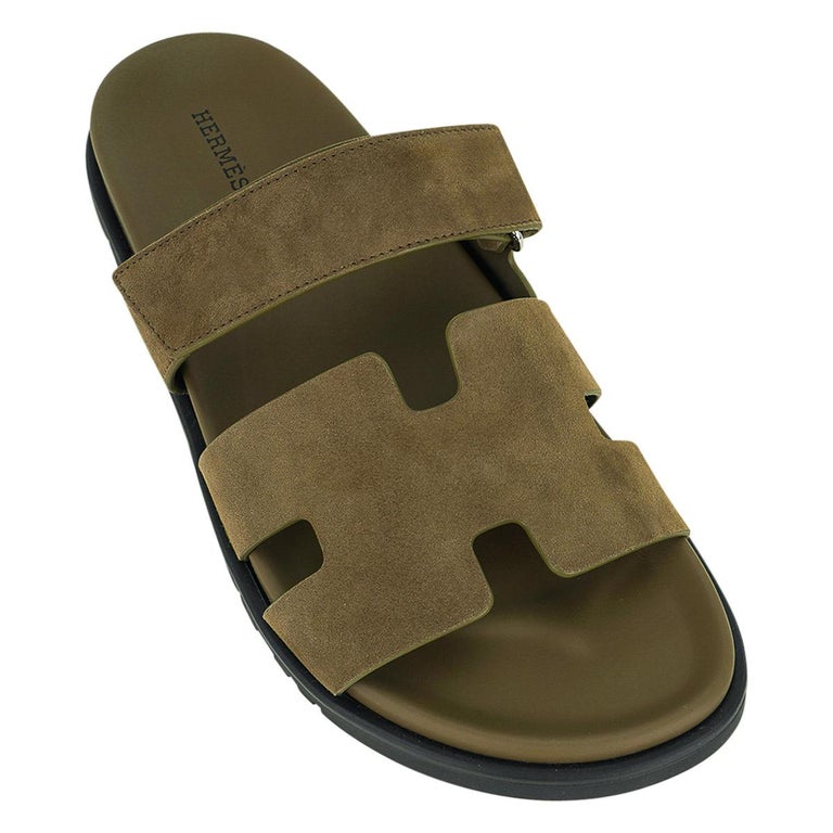 Hermès - Sandales en daim Chypre Vert Toundra 43 / 10 pour hommes - En ...