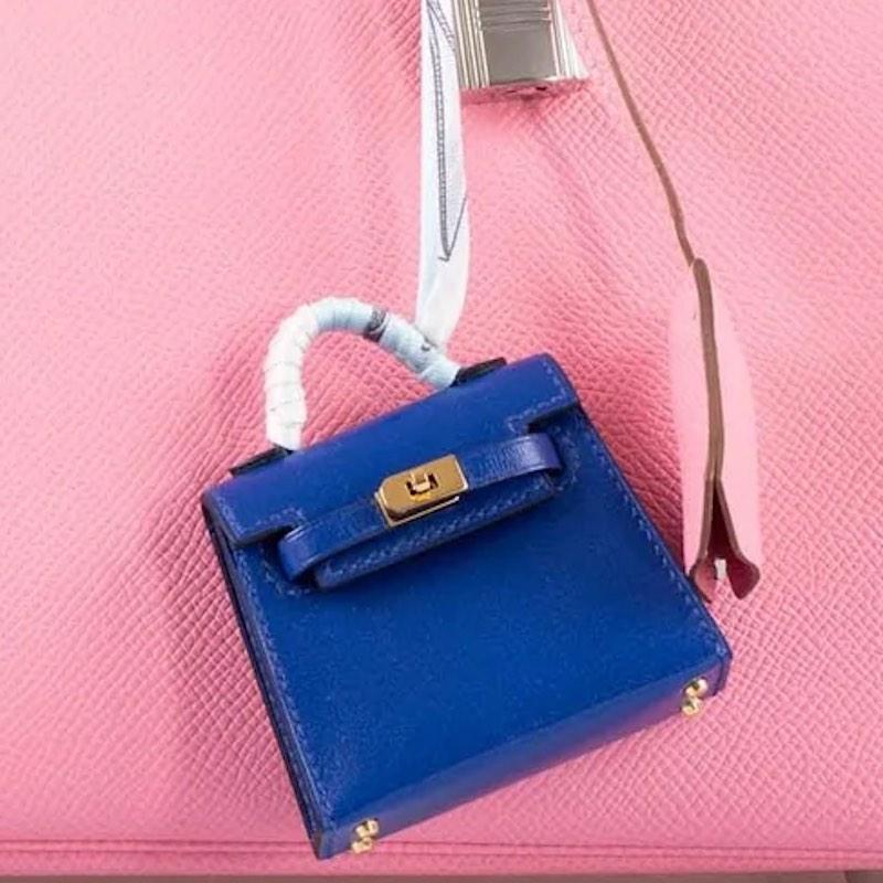 Hermès Micro Kelly Twilly Charm Blue Electric Tadelakt Gold Hardware ...