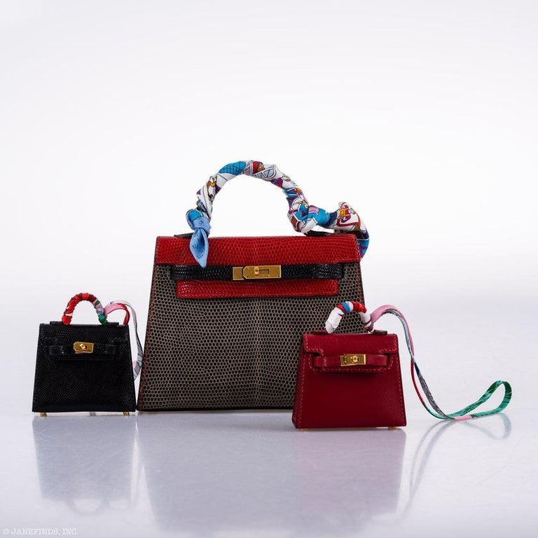 Hermès Micro Kelly Twilly Charm Rouge Vif Tadelakt Leather Gold ...