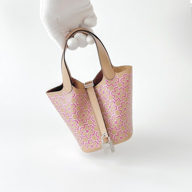 Hermes Micro Luck Daisy Picotin 14 In Chai, Rose And Blanc. Swift ...