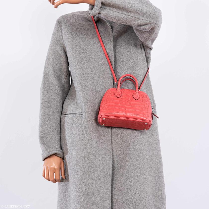 Hermès Mini Bolide Bougainvillea Matte Alligator Palladium Hardware Bag ...