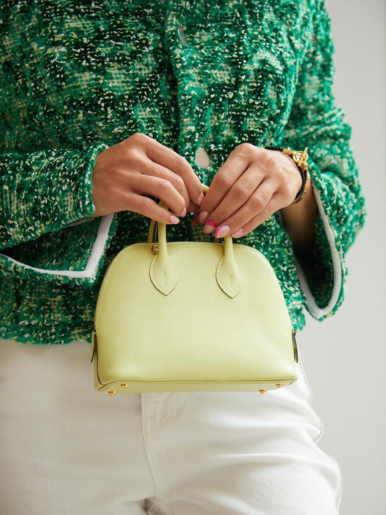 HERMÈS MINI BOLIDE JAUNE BOURGEON Chèvre Leather with Gold Hardware For ...