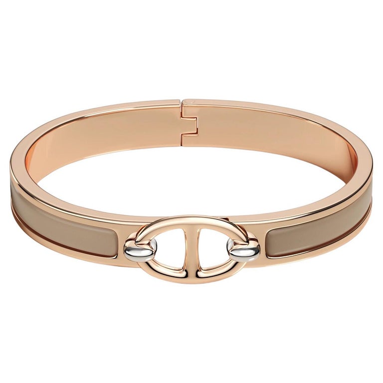 Hermes Mini Clic Chaine d'Ancre bracelet Marron Glacé Enamel Size GM ...