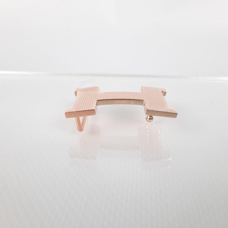 Hermes Mini Constance belt buckle plated pink gold Reversible leather ...