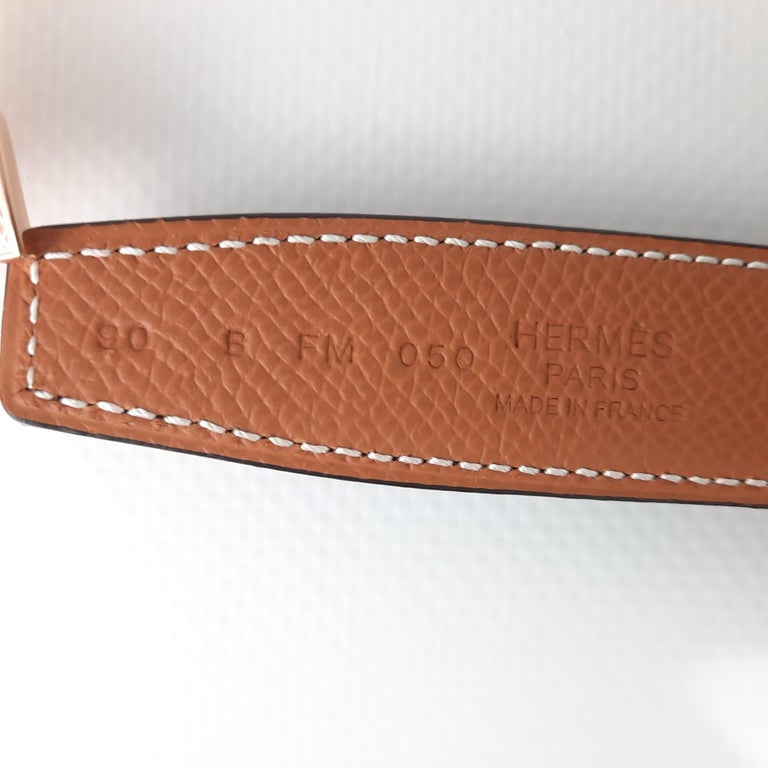 Hermes Mini Constance belt buckle plated pink gold Reversible leather ...