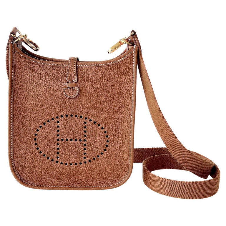 Hermes Mini Evelyne 16 In Gold With Gold Hardware For Sale at 1stDibs