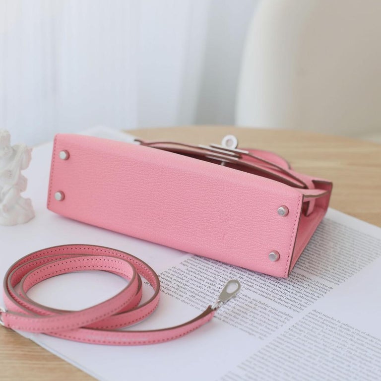 Hermès Mini Kelly 20 II Rose Confetti Chevre Leather with Palladium ...