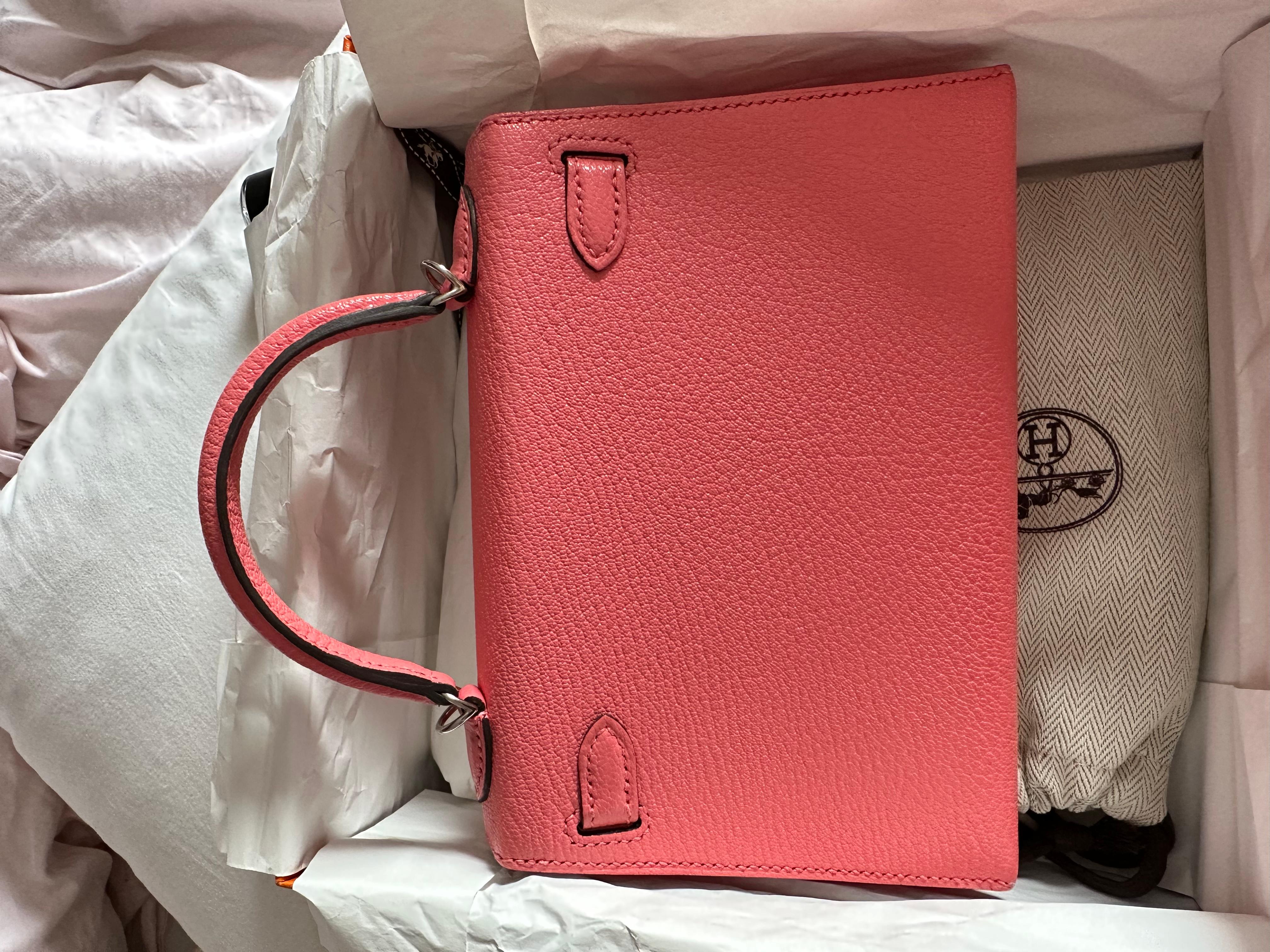 Hermes Mini Kelly 20 Rose d’ete Chevre bag For Sale at 1stDibs