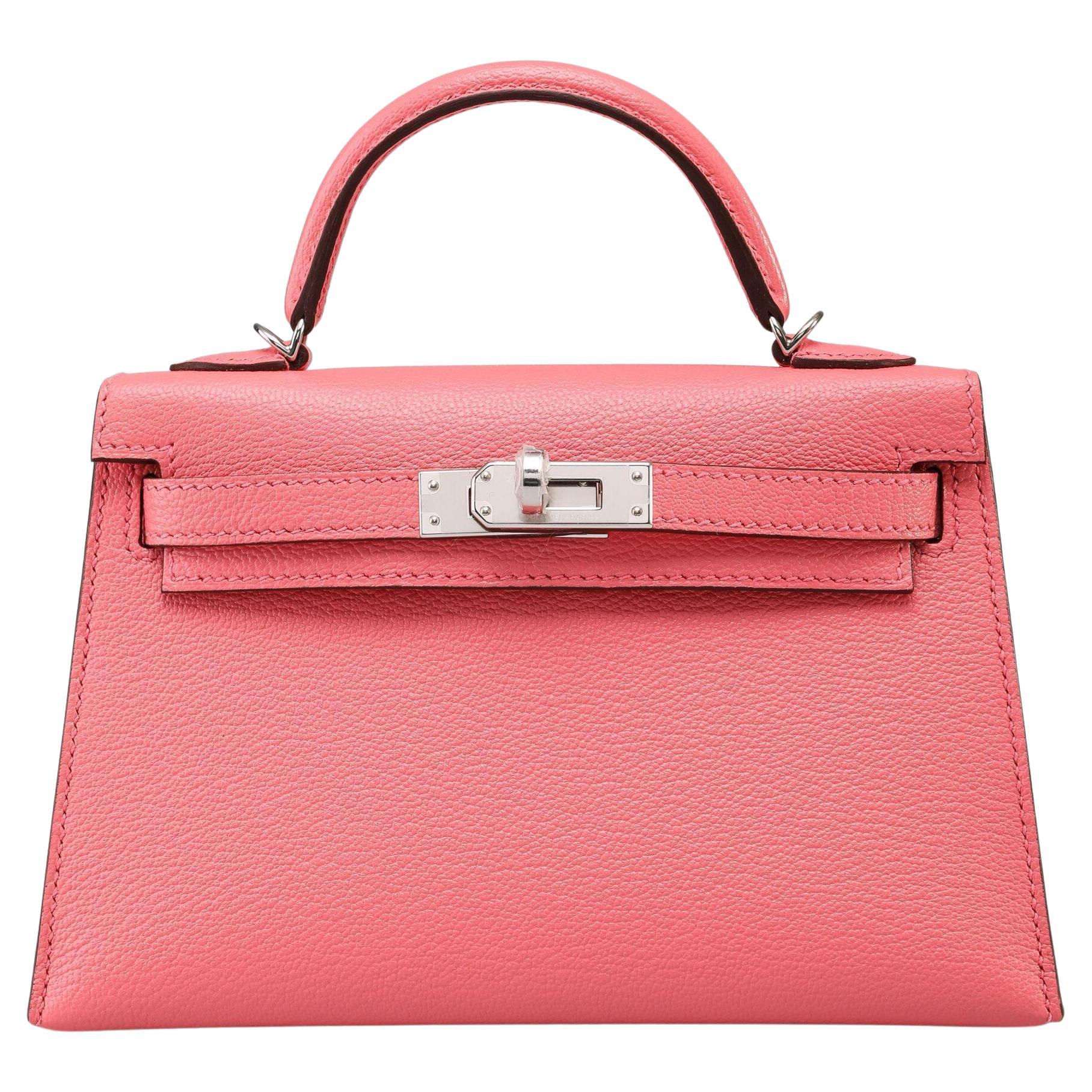 Hermes Mini Kelly 20 Rose d’ete Chevre bag For Sale at 1stDibs
