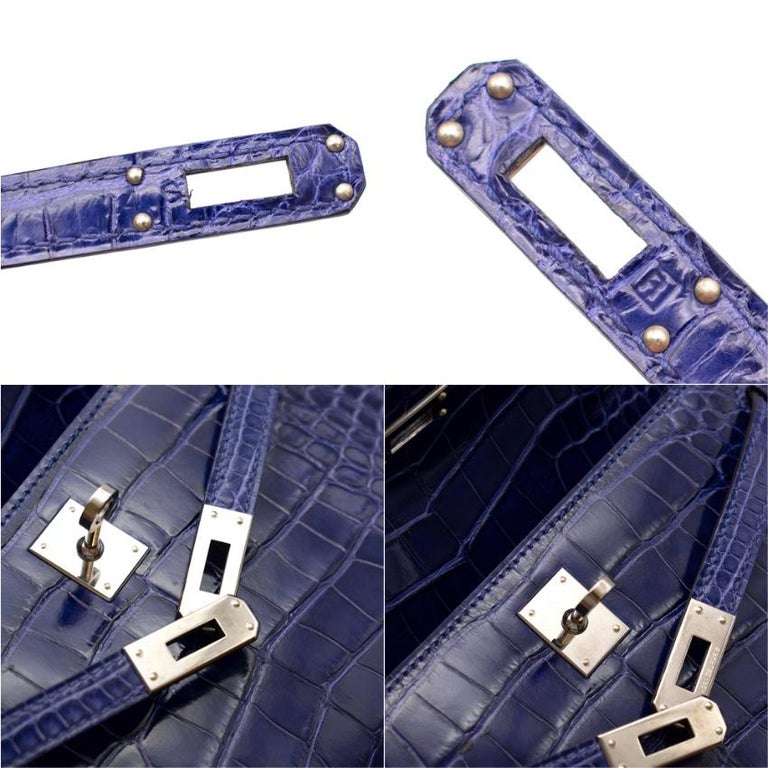 Hermes Mini Kelly 22 Pochette Bag in Blue Electric alligator PHW at 1stDibs