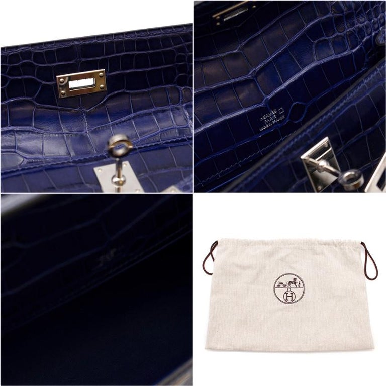 Hermes Mini Kelly 22 Pochette Bag in Blue Electric alligator PHW at 1stDibs