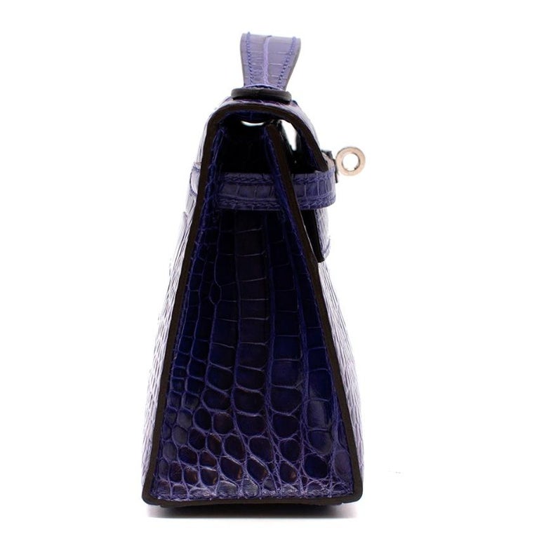 Hermes Mini Kelly 22 Pochette Bag in Blue Electric alligator PHW at 1stDibs
