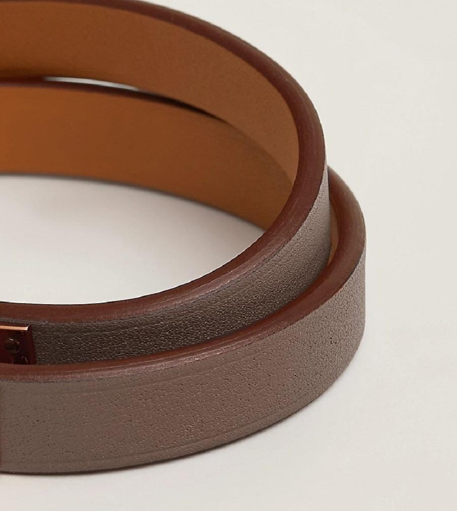 Hermes Mini Kelly Double Tour bracelet Étoupe Swift calfskin Size T2 15 ...