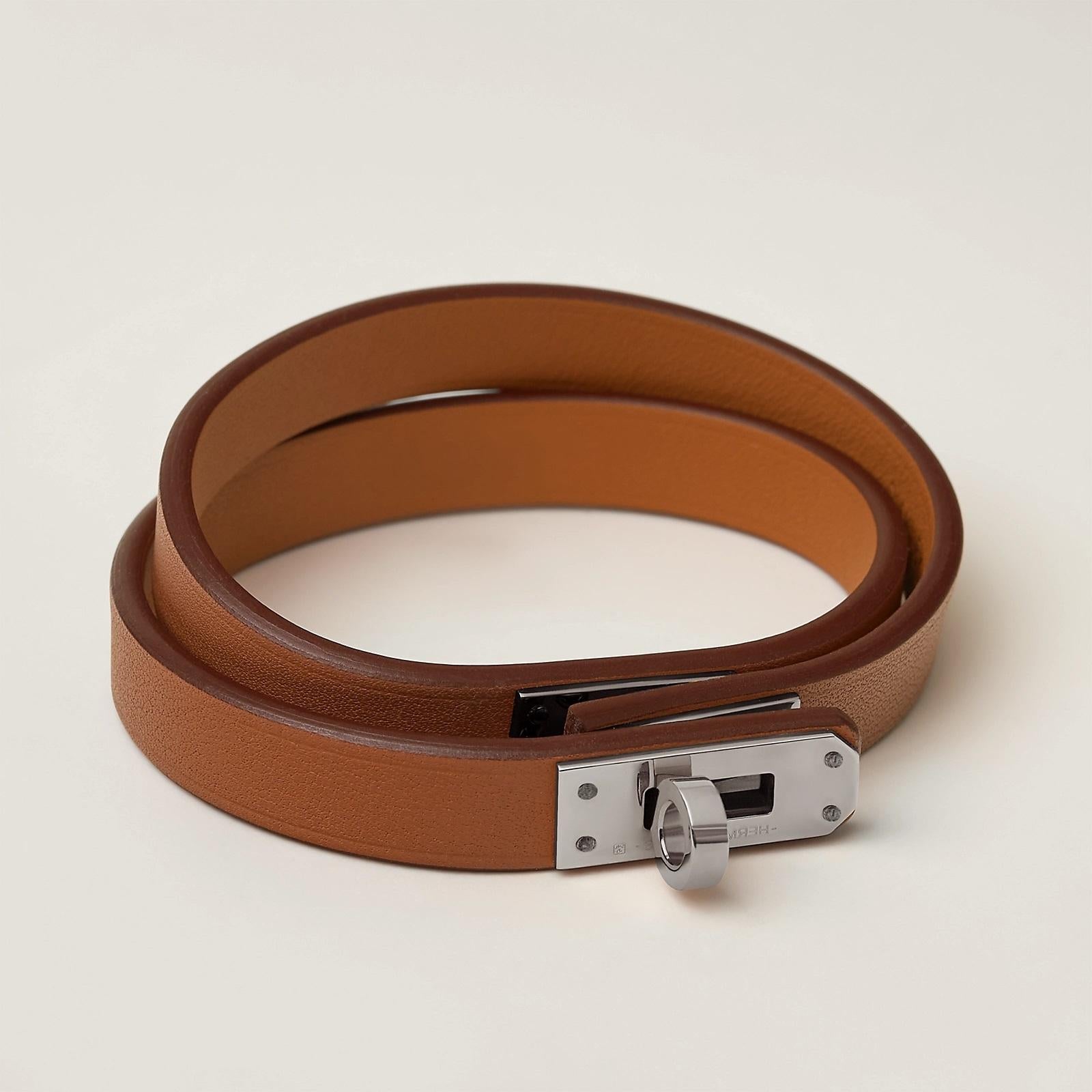 Hermes Mini Kelly Double Tour bracelet Gold Swift calfskin Size T2 15 ...