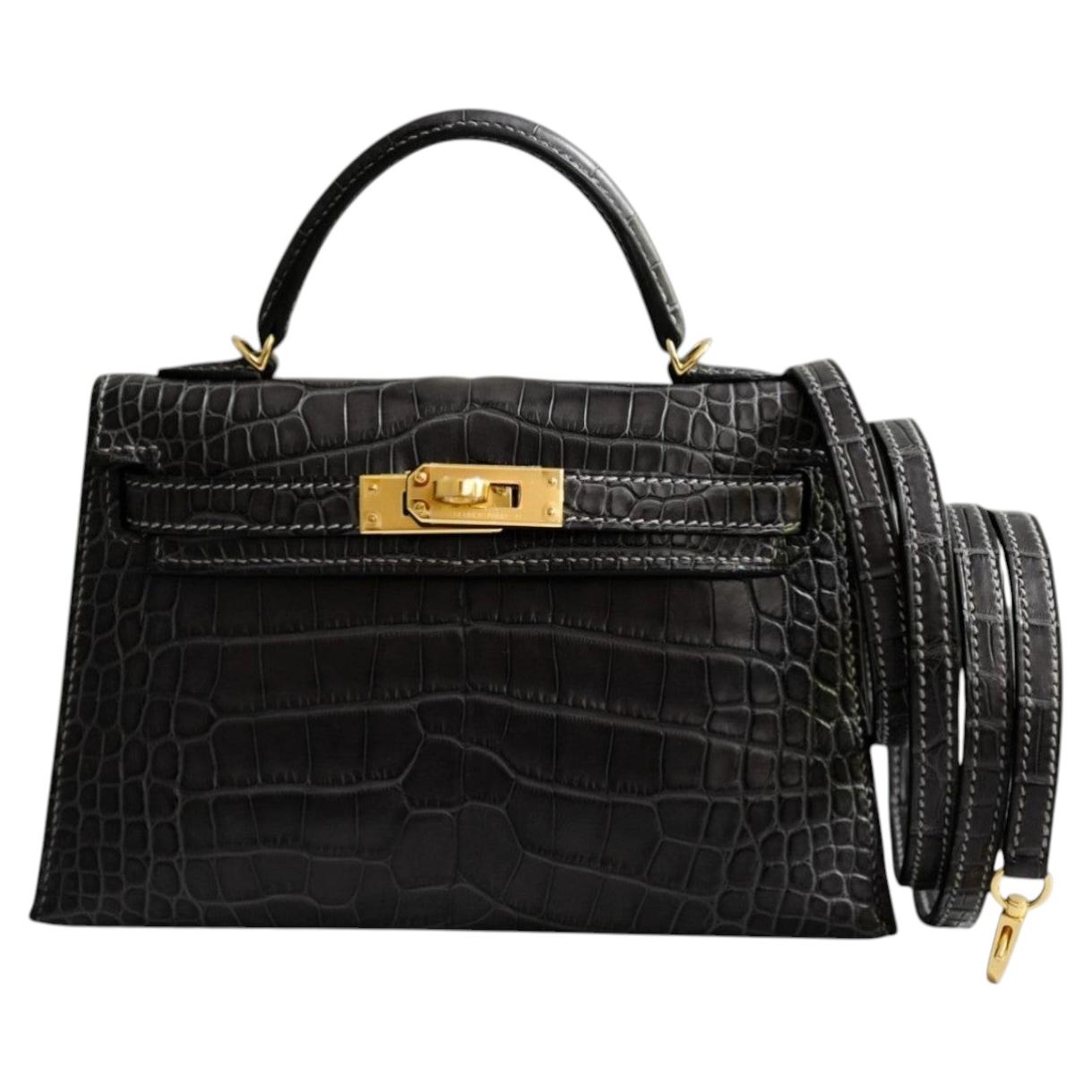 Hermès Birkin 35 Black Shiny Porosus Crocodile Gold HW #D Preowned ...