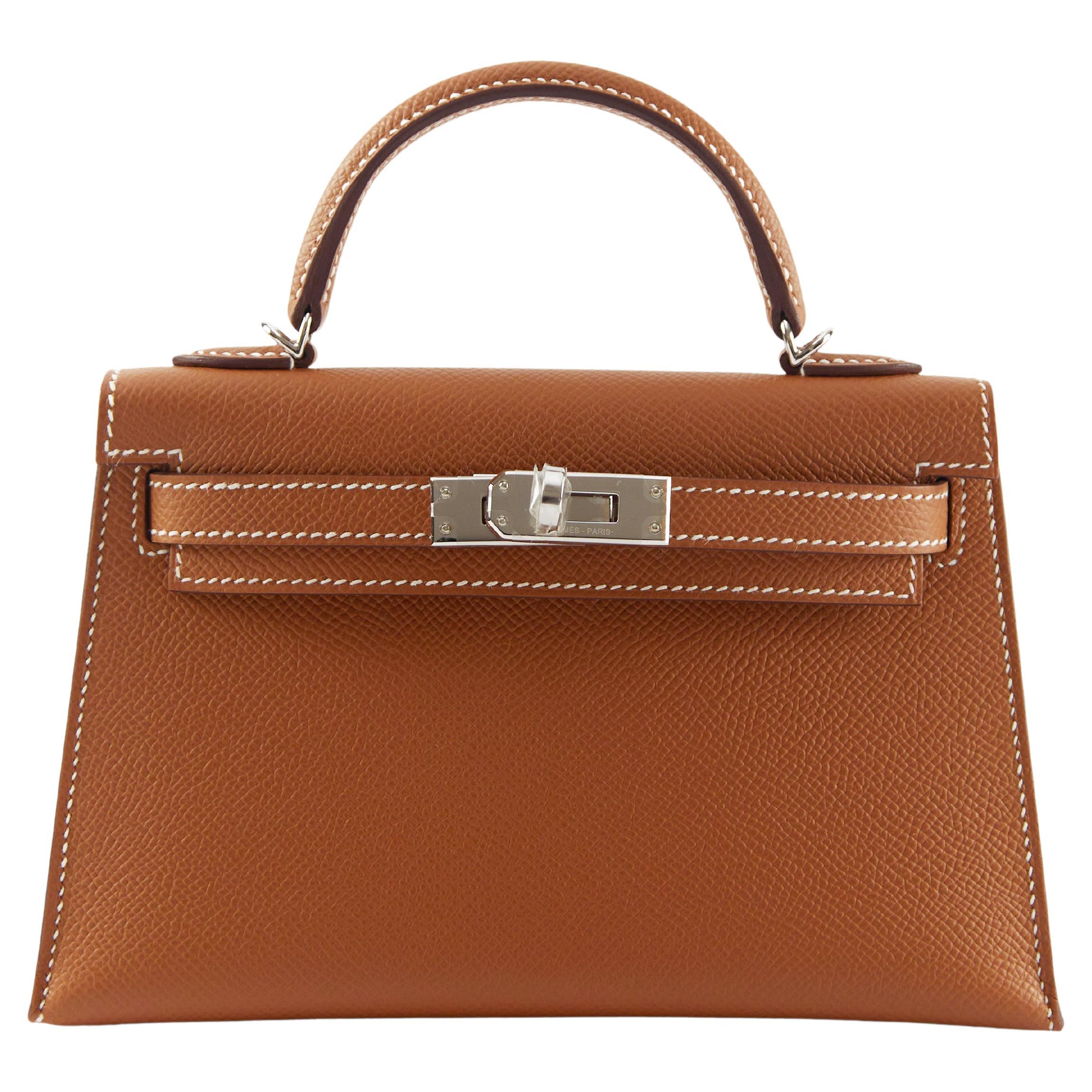 HERMÈS MINI KELLY II 20CM GOLD Epsom Leather with Palladium Hardware ...