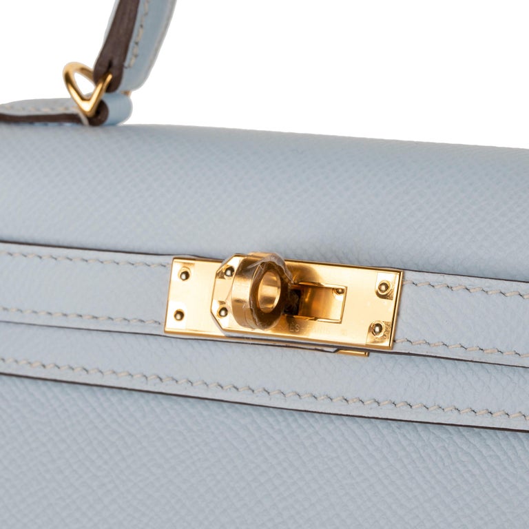 Hermès Mini Kelly II Blue Brume Epsom Leather Gold Hardware at 1stDibs ...