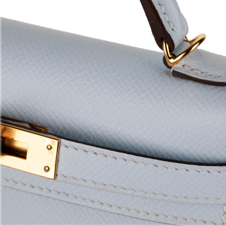 Hermès Mini Kelly II Blue Brume Epsom Leather Gold Hardware at 1stDibs ...
