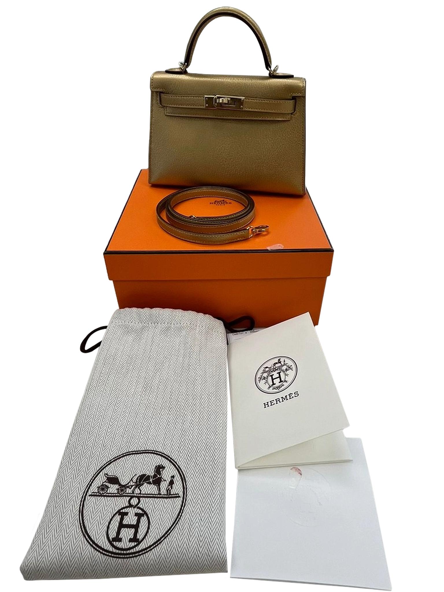 Hermes Mini Kelly Sellier 20 Metallic Dore Chevre Chamkilight Gold ...
