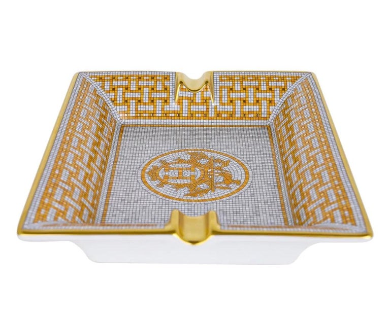Hermes Mosaique au 24 gold ashtray For Sale at 1stDibs