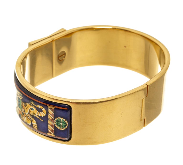 Hermes Multicolor Enamel Elephant Bangle Bracelet at 1stDibs