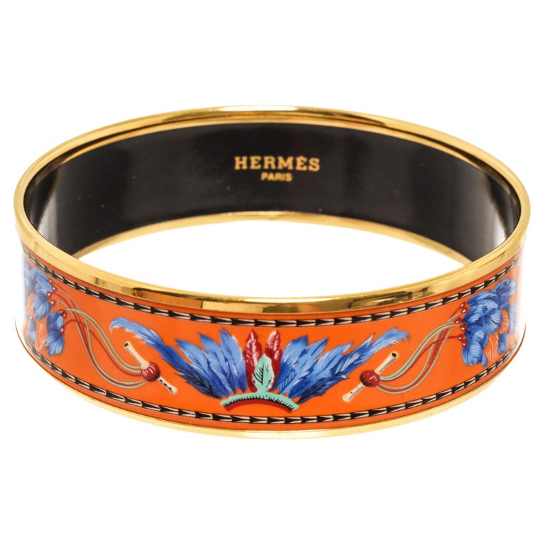 Hermes Multicolor Enamel Wide 65 Bangle Bracelet For Sale at 1stDibs