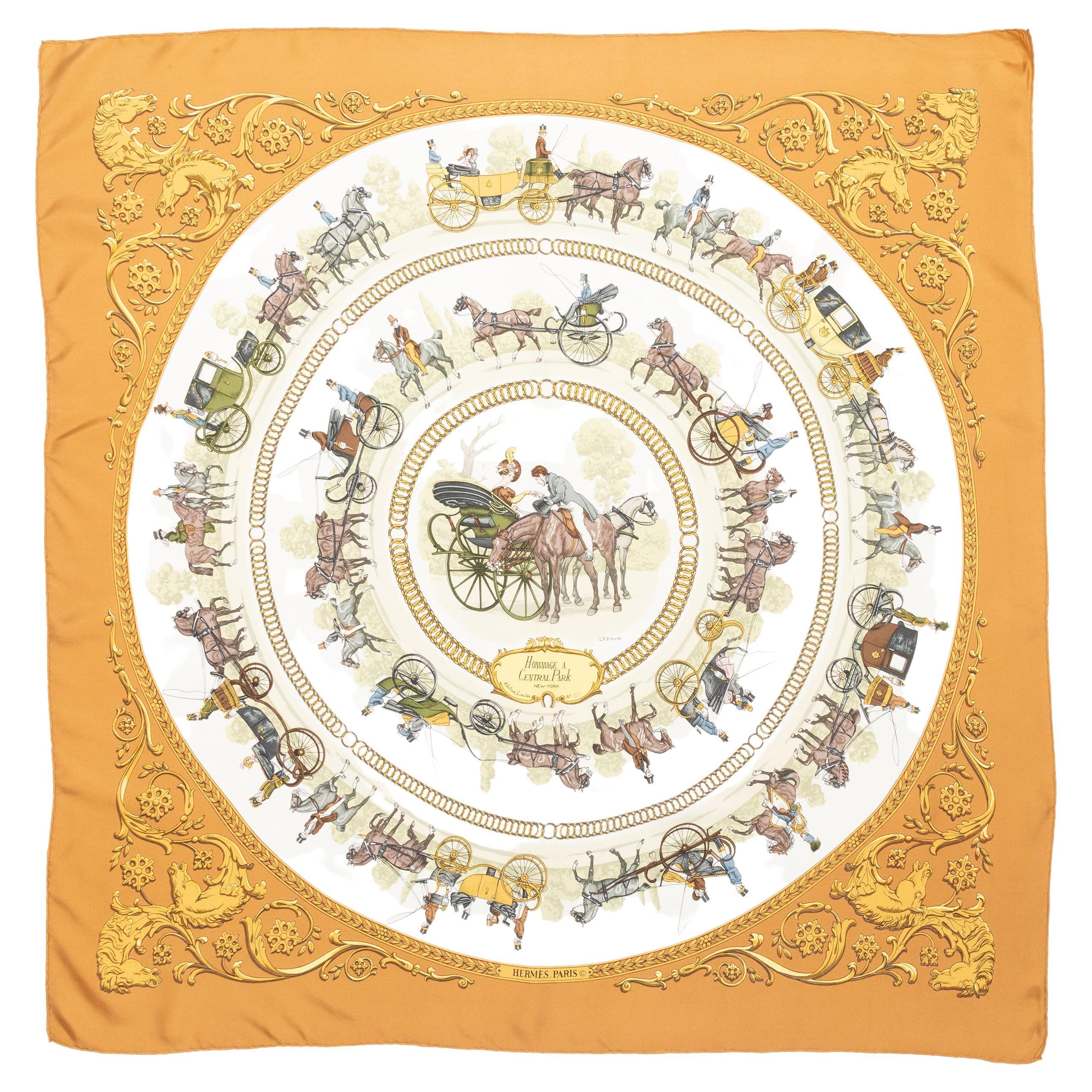 Hermes Mustard and Multicolor Jardin Enchante Hommage a Central Park ...