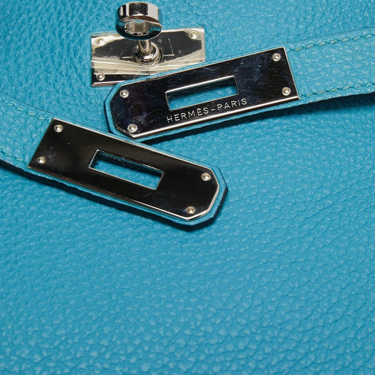 Hermes Mykonos Clemence Leather So Kelly 22 Bag For Sale at 1stDibs