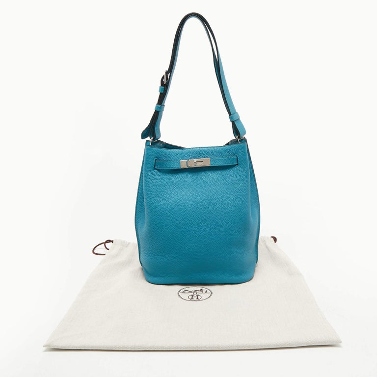 Hermes Mykonos Clemence Leather So Kelly 22 Bag For Sale at 1stDibs