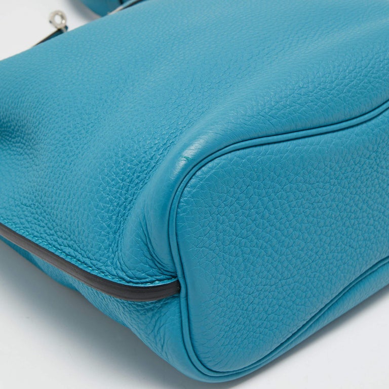Hermes Mykonos Clemence Leather So Kelly 22 Bag For Sale at 1stDibs