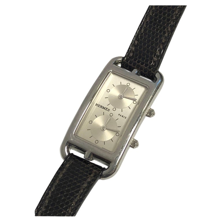 Hermes Nantucket Steel 2 Time Zone Ladies Quartz Wrist Watch For Sale ...
