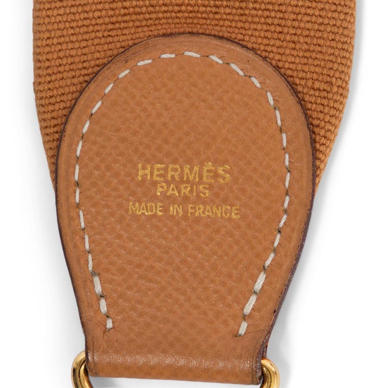 HERMES Natural (beige) Courchevel leather and canvas SANGLE KELLY 50mm ...