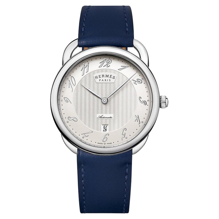 Hermes Navy Blue Calfskin Strap Steel Case Arceau Manufacture Watch 40 ...