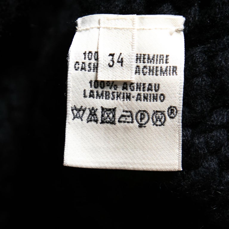 Hermes Navy Blue Cashmere Chunky Cable Knit Zip Front Cardigan S For ...