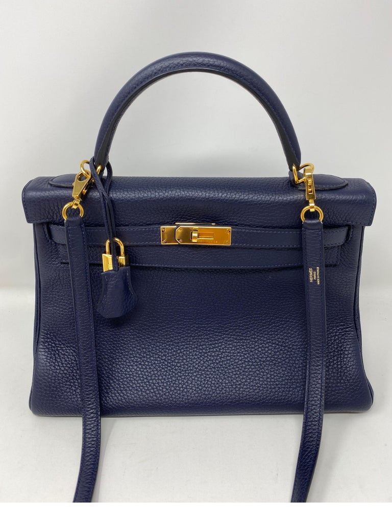 Hermes Navy Blue Kelly 32 Bag at 1stDibs