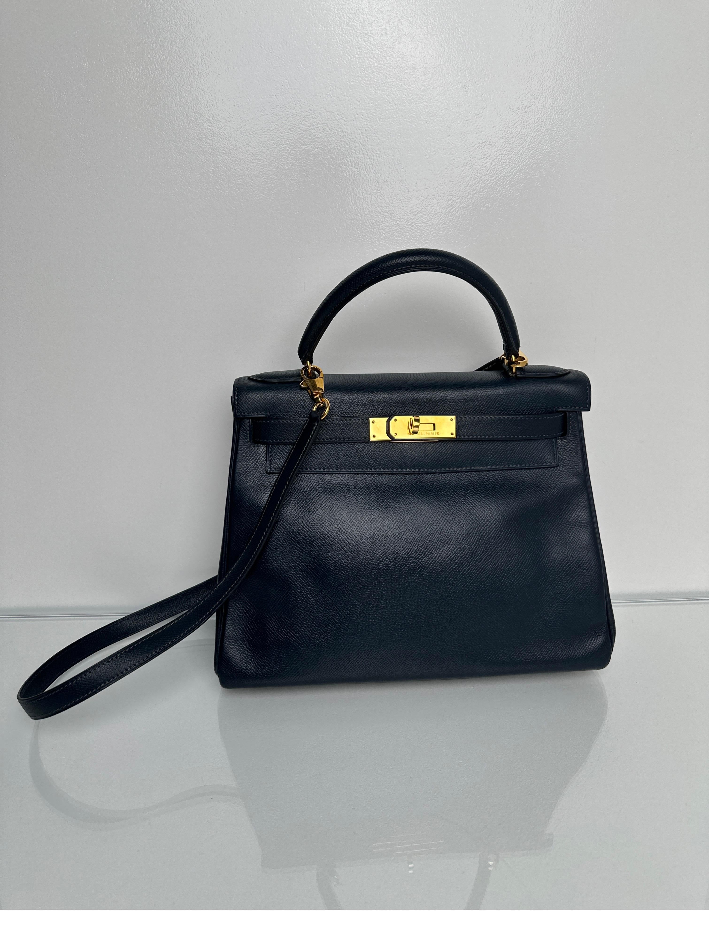 Hermes Navy Kelly 28 Bag For Sale at 1stDibs