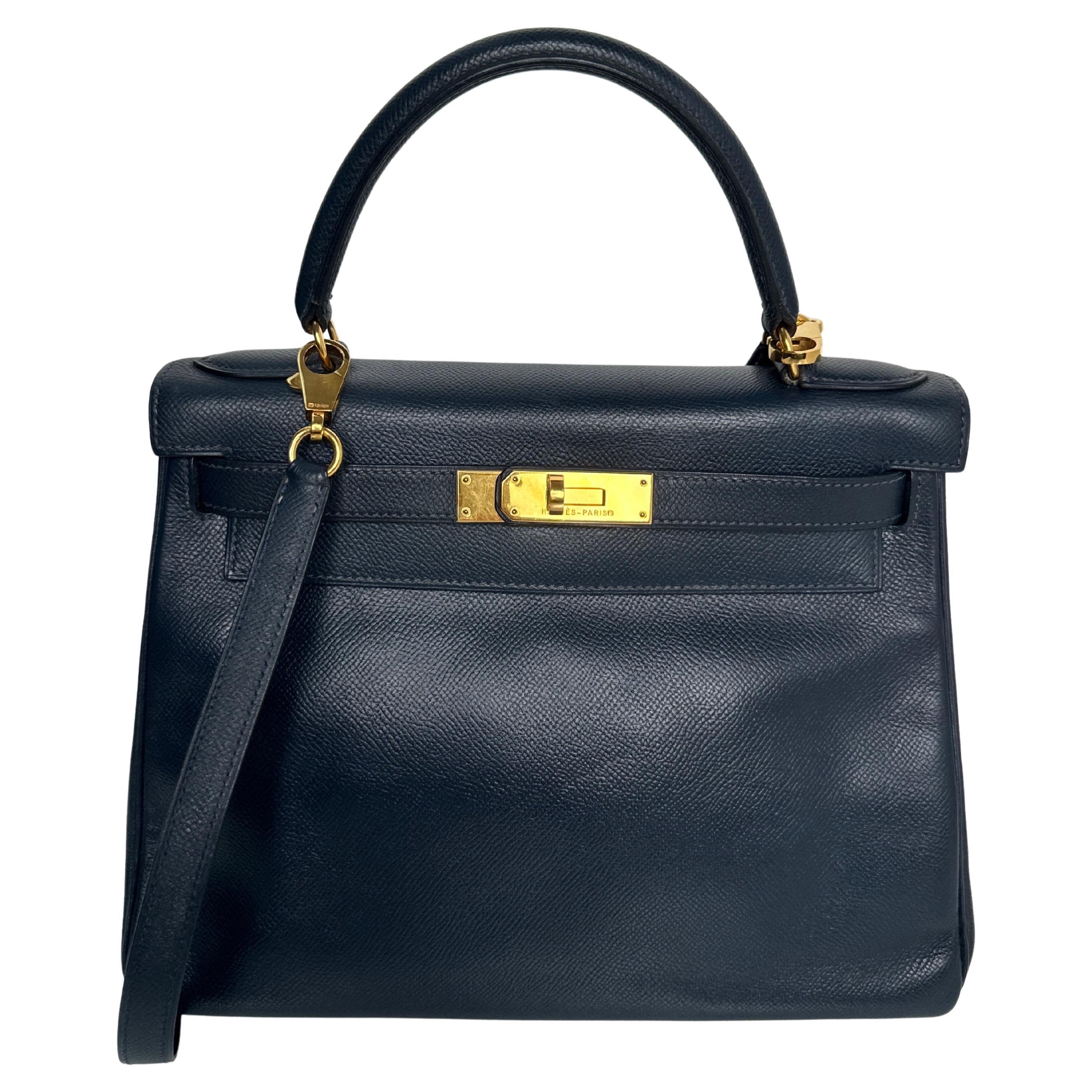 Hermes Navy Kelly 28 Bag For Sale at 1stDibs